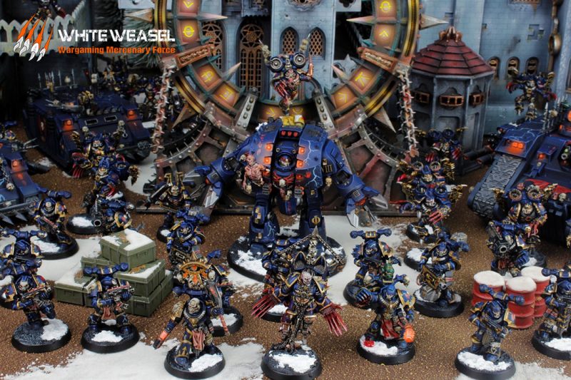 Night Lords Army with scenery - White Weasel Studio